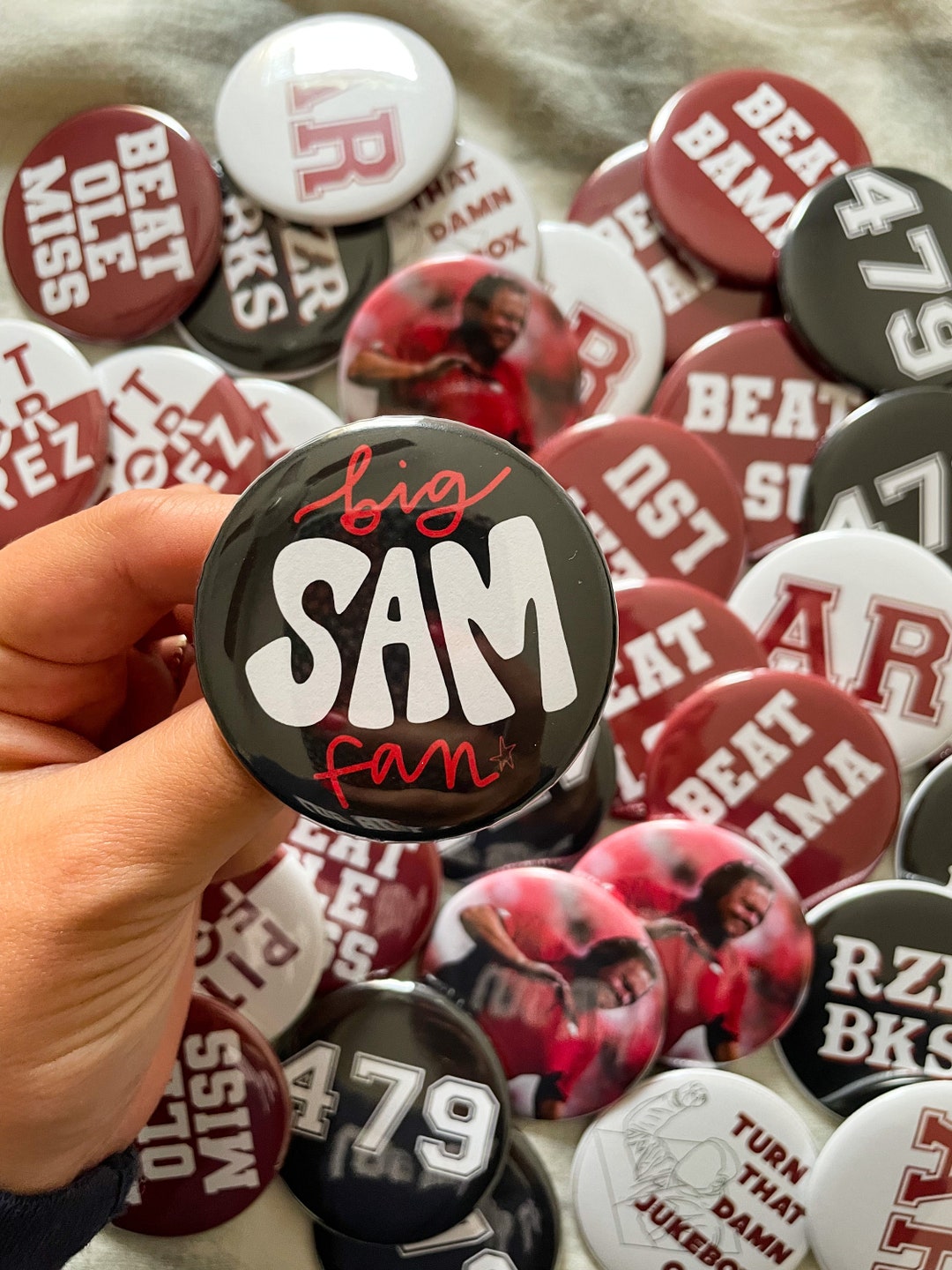 Big Sam Pittman Fan Pinback Button | Arkansas Razorbacks Football Game ...