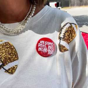On Gamedays We Wear Red Pinback Button | Arkansas Game Day | College ...