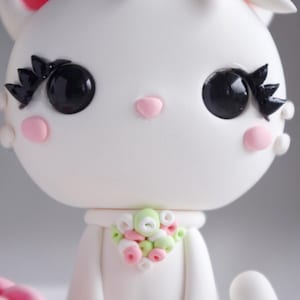 Cat Wedding Cake Topper Bride and Groom | Two White Cats Cake Topper ...