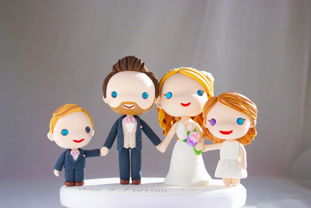 Family Cake Topper | Wedding Cake Topper Bride and Groom With Kids ...