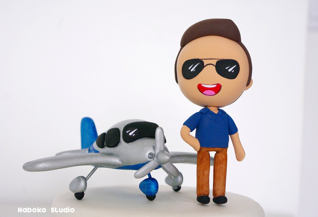 Pilot Cake Topper Keepsake Gift for Pilot Pilot and Plane Figurine ...