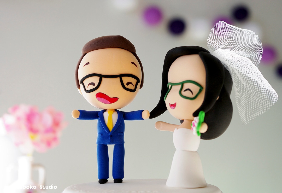Cute Wedding Cake Topper Figurine Bride and Groom Cake Topper Just ...