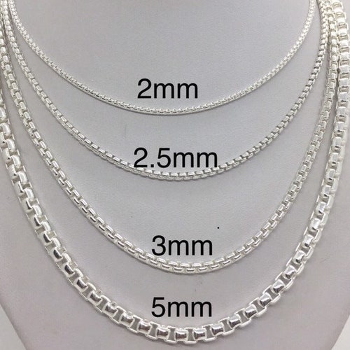 Round Box Chains 925 Sterling Silver Solid Chains 2mm-5mm | Etsy