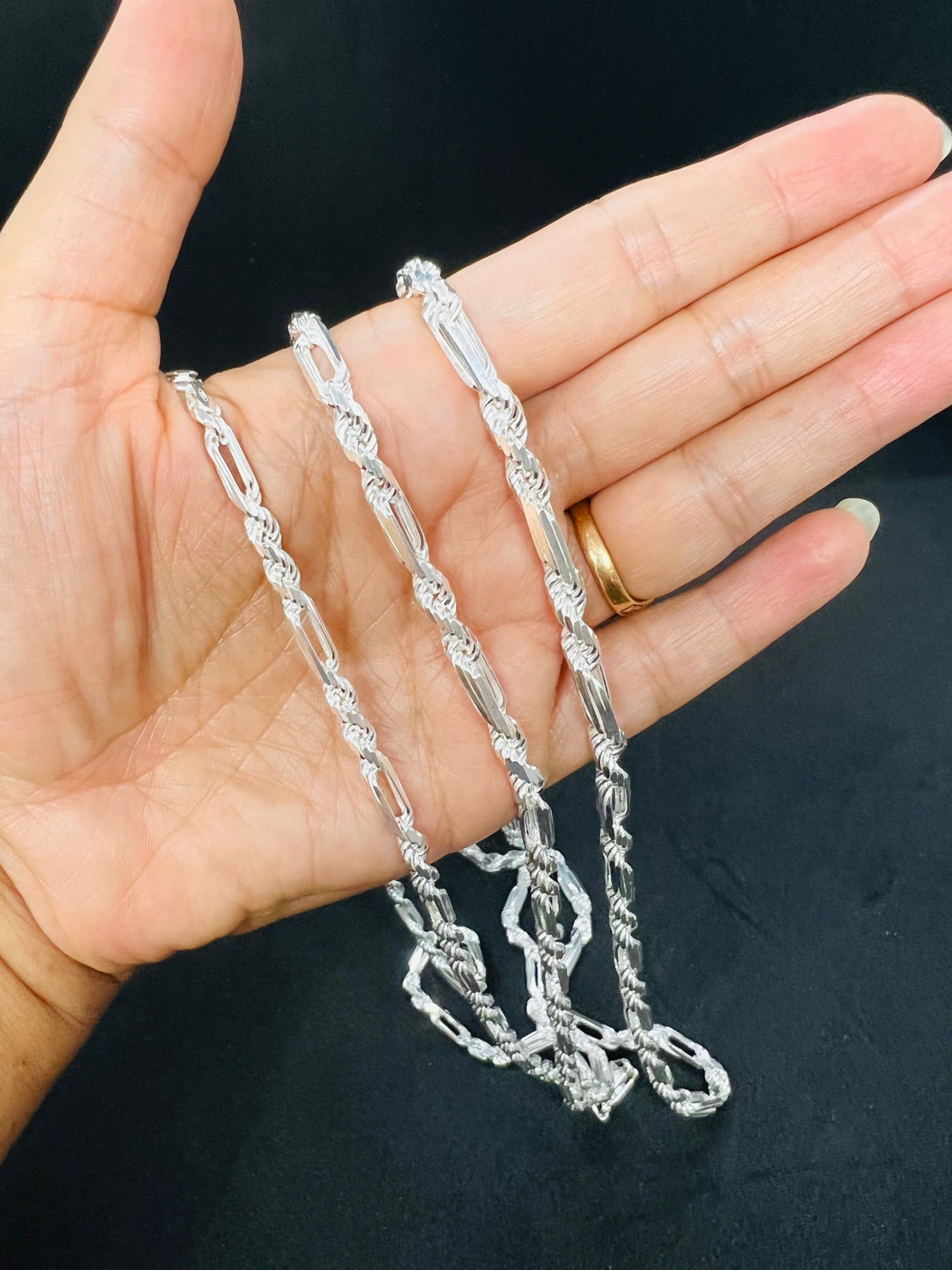 Figarope Chains 925 Sterling Silver Men's Women's Solid Figaro Rope ...