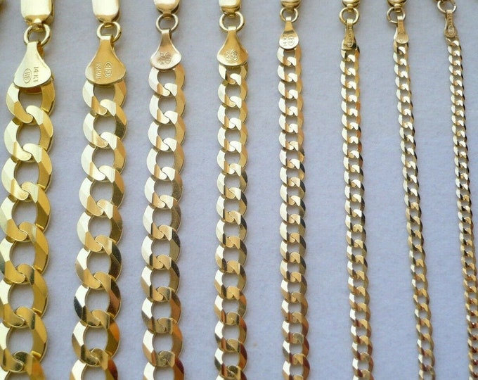 Cuban Link Chain 14K Solid Gold 2mm-9.5mm Men's - Etsy