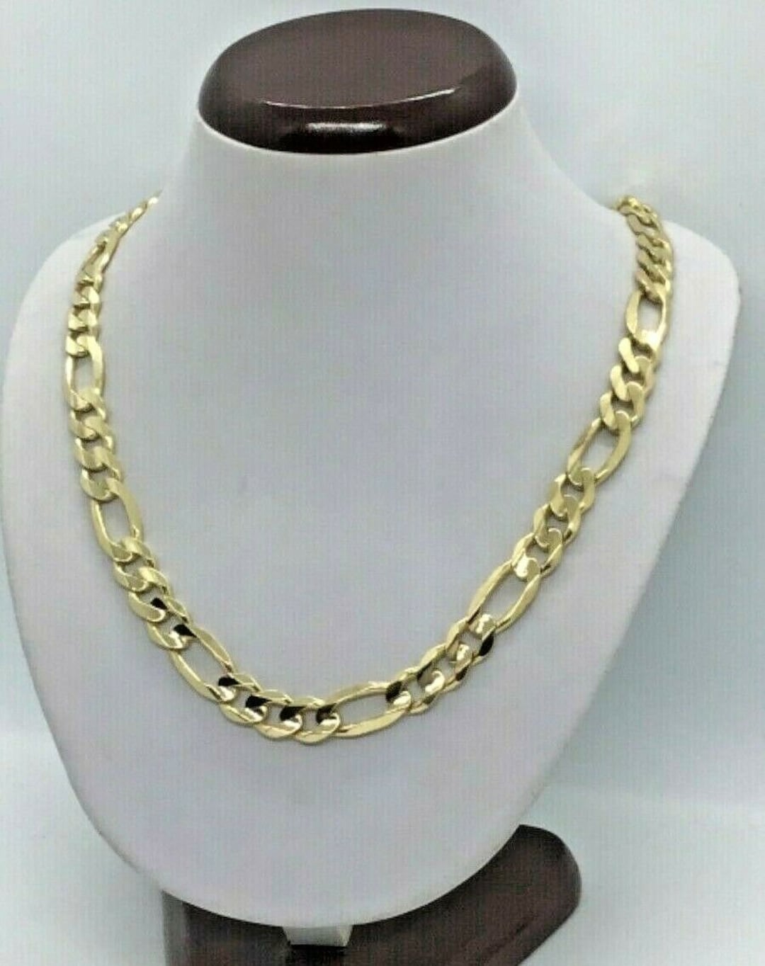 10K Solid Gold Figaro Link Chain, 10.5mm Width - Etsy
