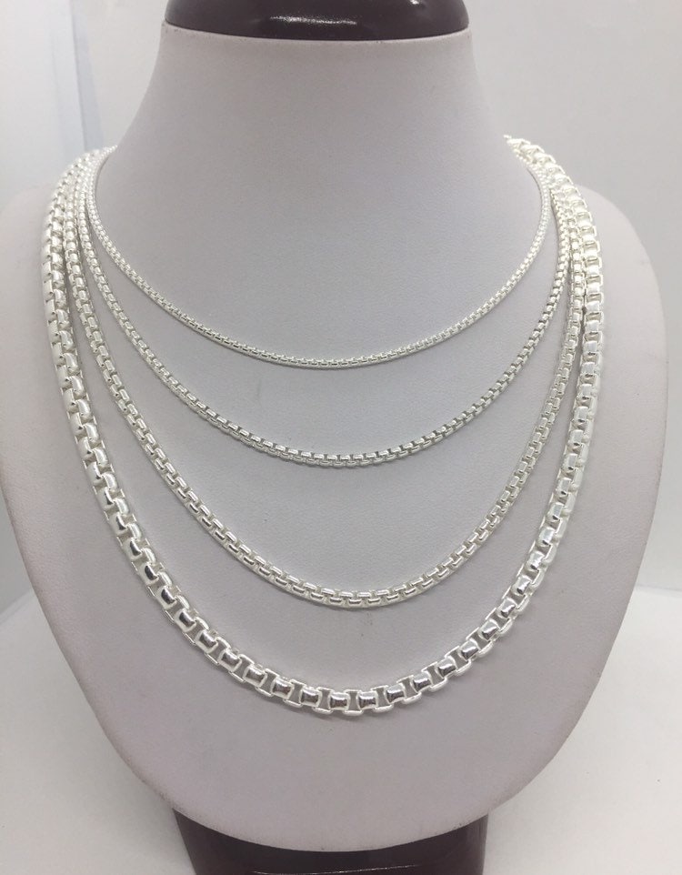 Round Box Chains 925 Sterling Silver Solid Chains 2mm-5mm - Etsy