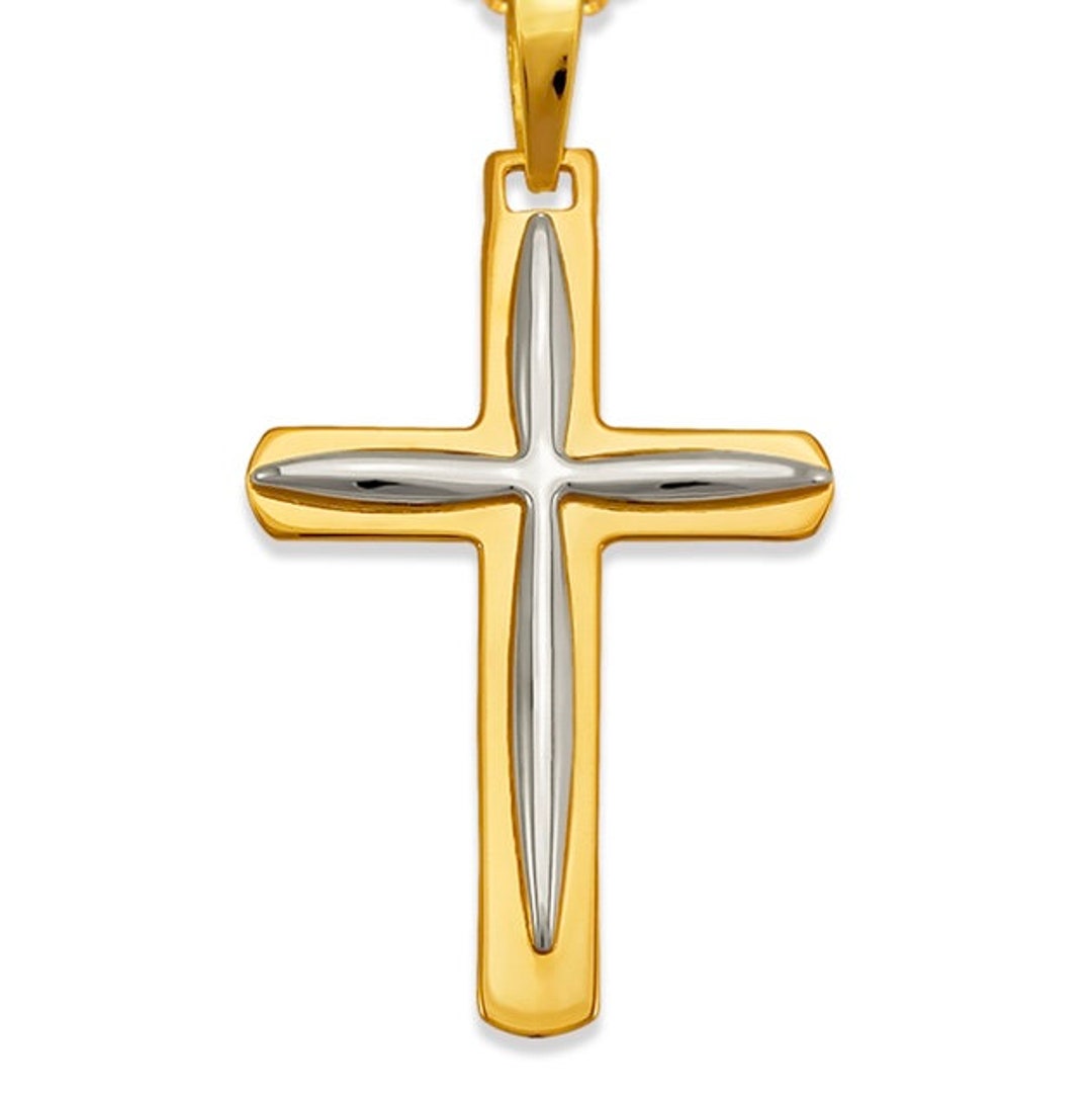 14k Solid Gold Cross Charm Women's Men's Pendant - Etsy