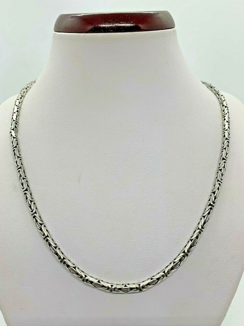 925 Sterling Silver Solid Byzantine Chain/necklace Oxidized - Etsy