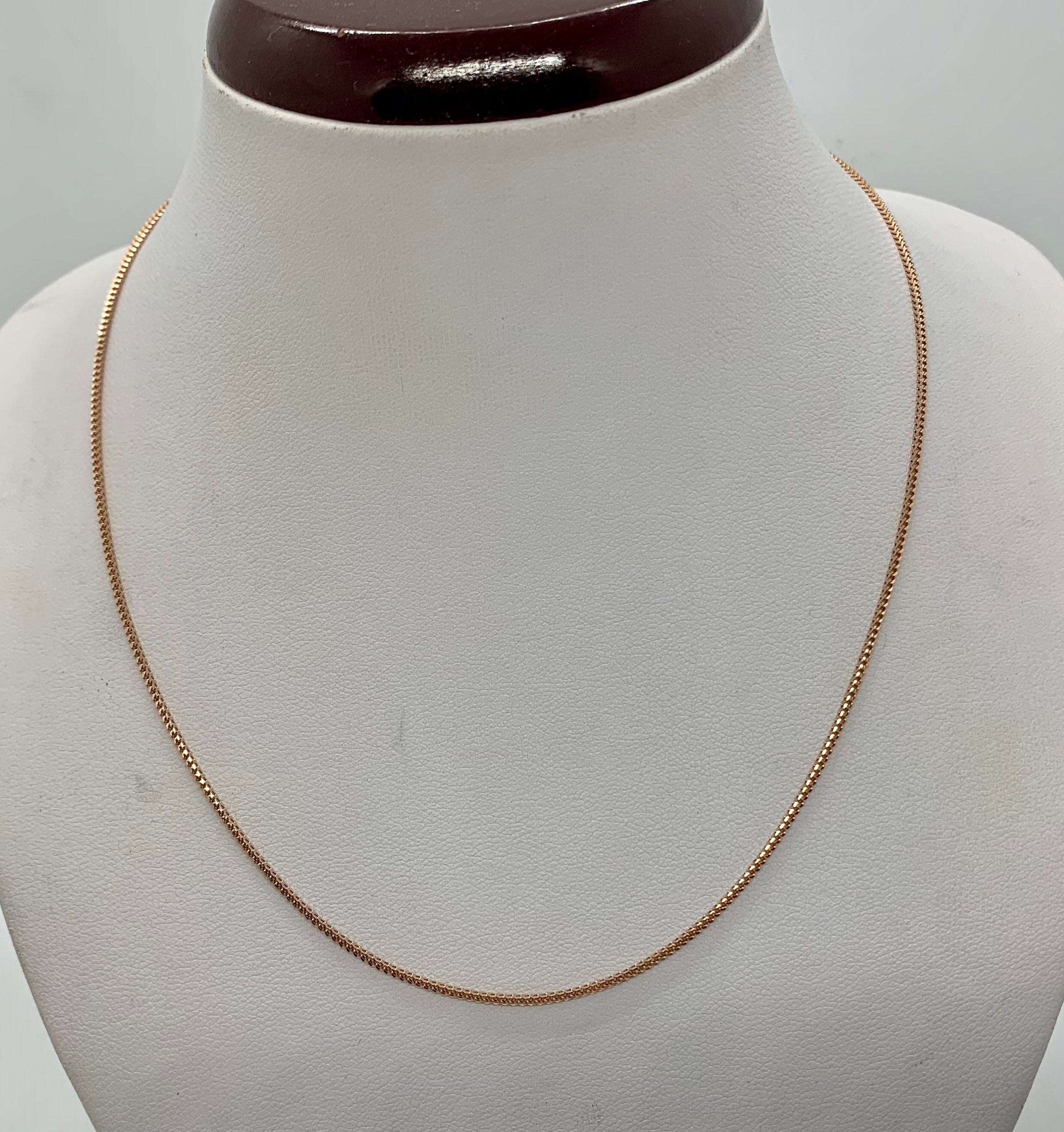 14K Solid Rose Gold Franco Chain Necklace, 1mm Width - Etsy