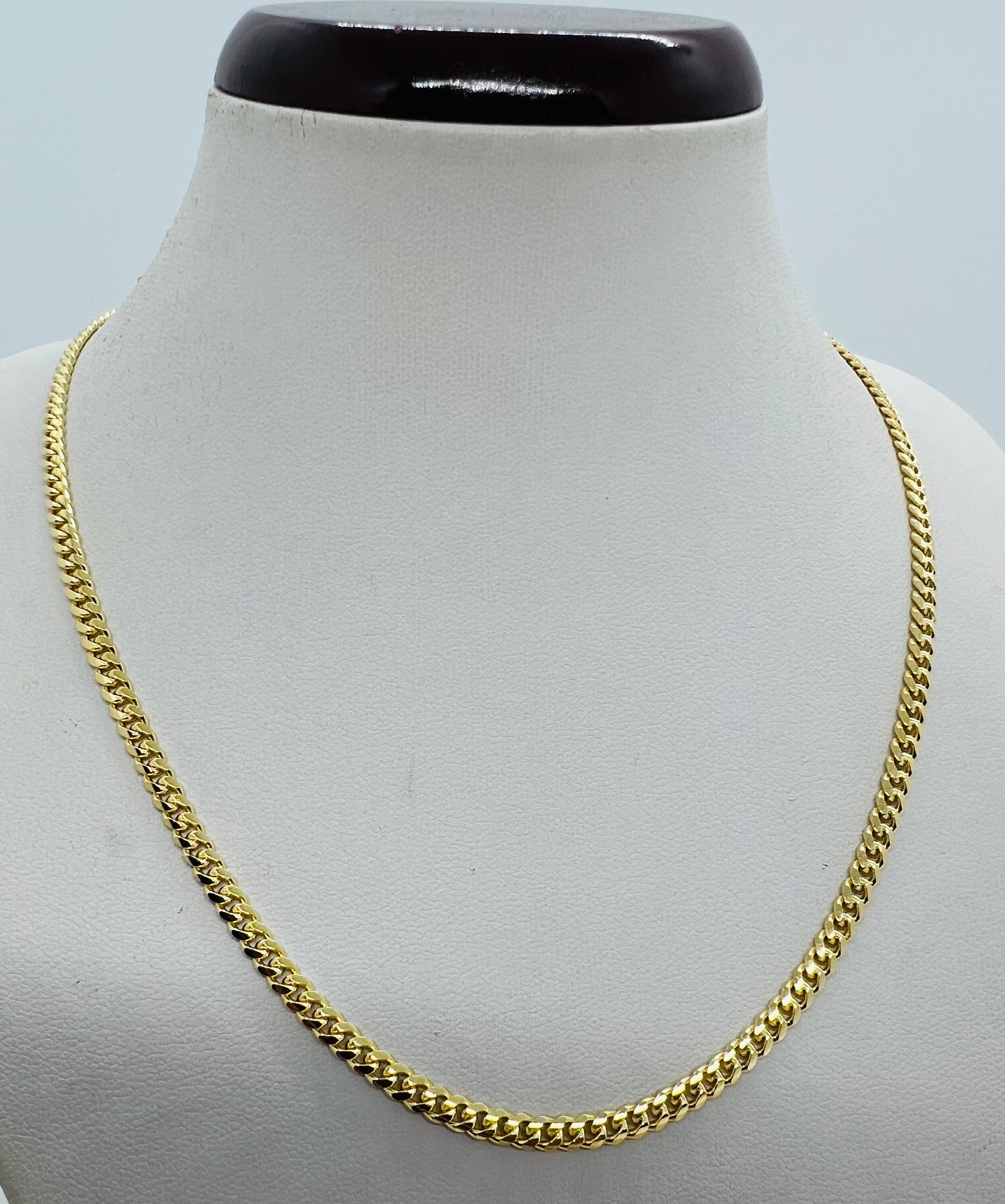 14k Solid Gold Miami Cuban Link Chain, 3.5mm Necklace - Etsy