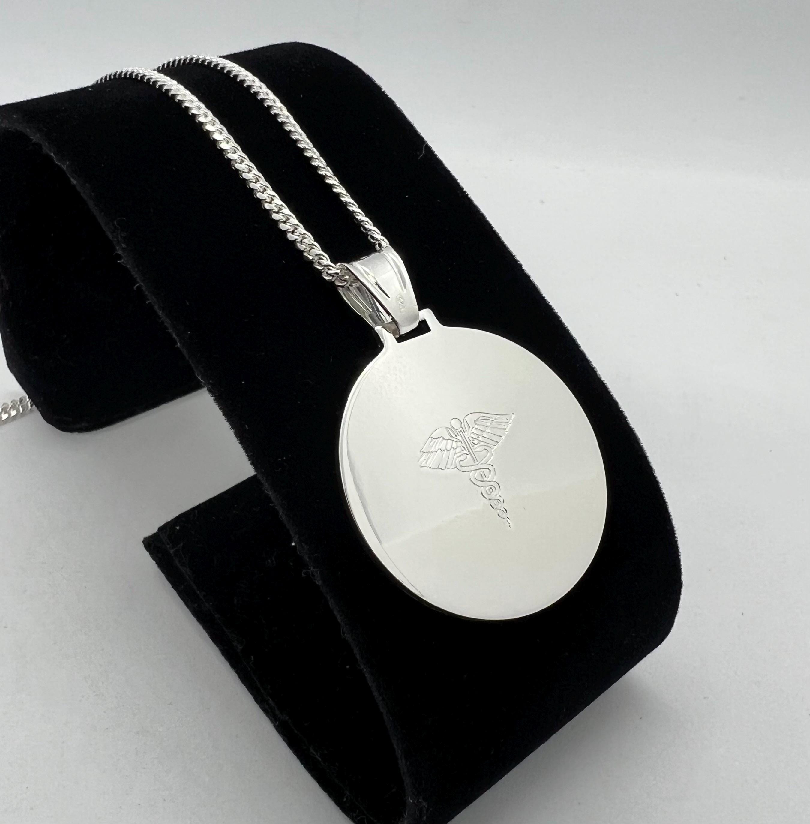 925 Sterling Silver Medical Alert ICE Pendant With Miami Cuban Link ...