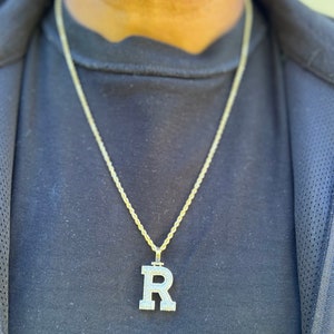 10k Solid Gold Men's Women's Genuine Diamonds Initial Charms Pendants ...