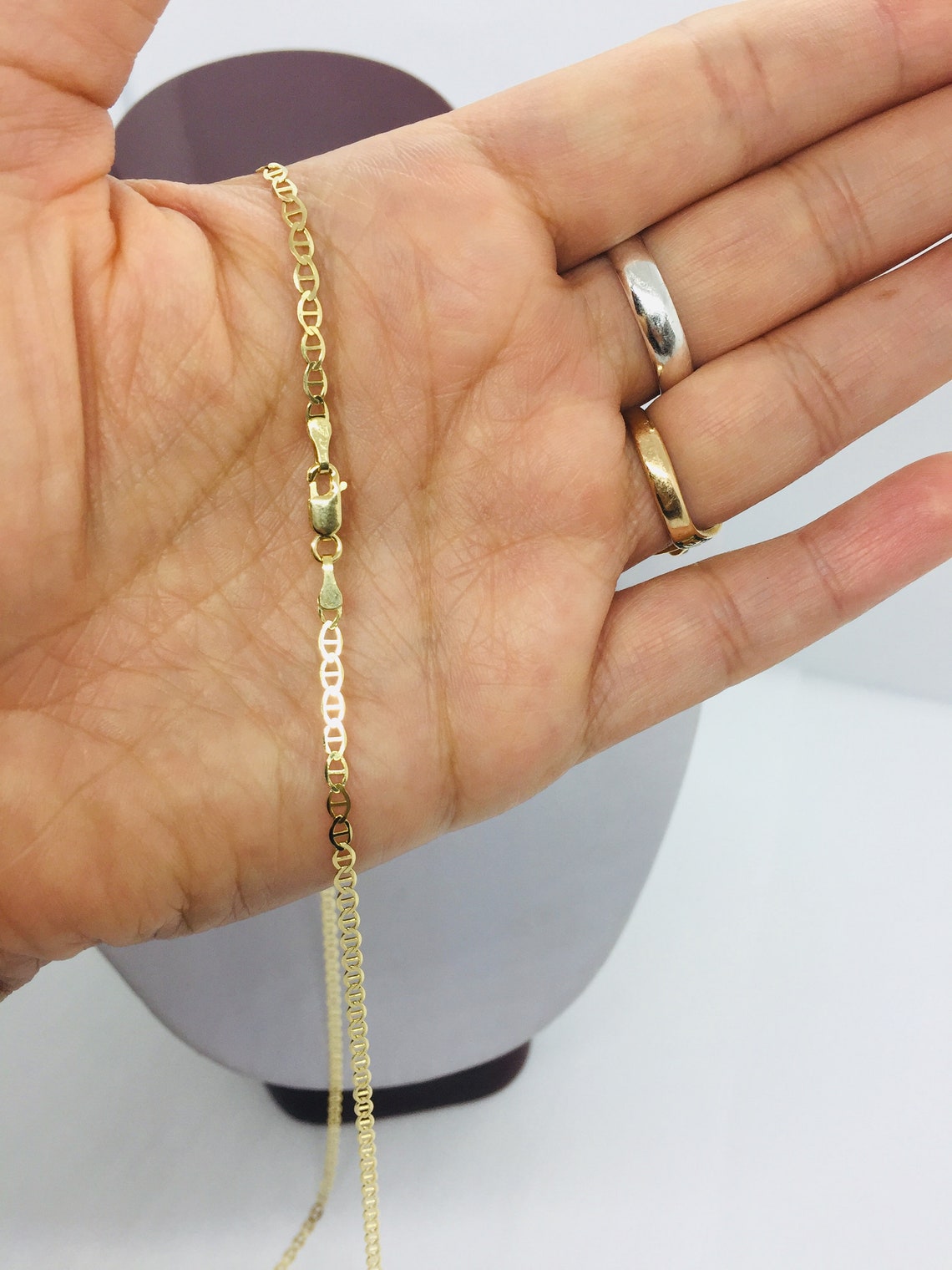 14k Solid Gold Men's Women's Mariner Link Chain Anchor - Etsy