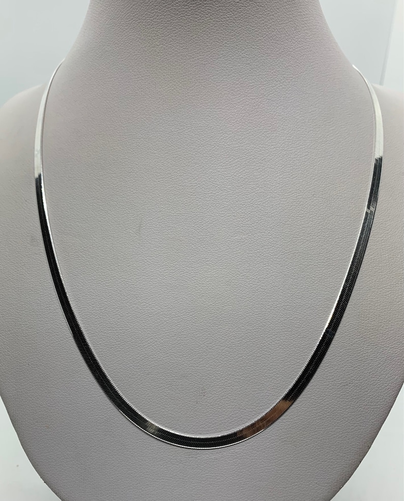 925 Sterling Silver Herringbone Chain Necklace 4mm Length | Etsy