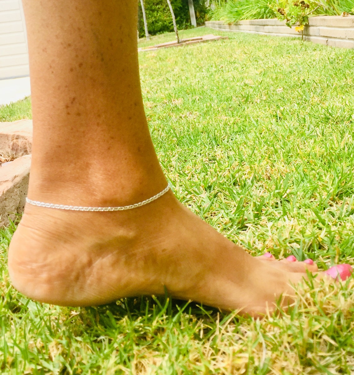 925 Sterling Silver Anklet 2mm Chain Anchor Link Ankle - Etsy