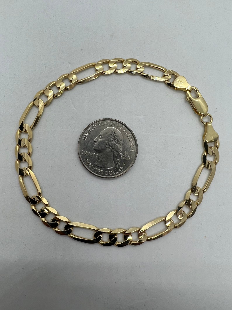 Men's Bracelet 10k Solid Gold Figaro Link Bracelet 6.5mm 8" 9" CUSTOM ...