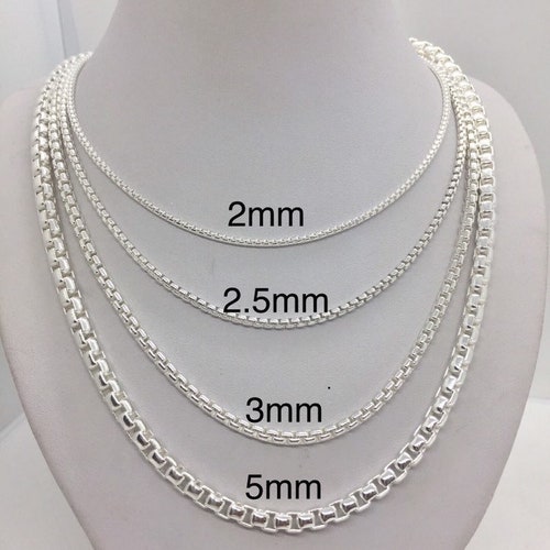 Round Box Chains 925 Sterling Silver Solid Chains 2mm-5mm - Etsy