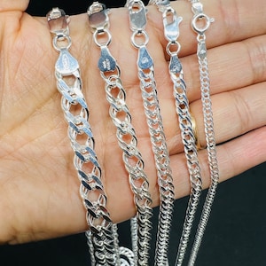 925 Sterling Silver Double Cuban Link Chain Rombo Link Women's Men's ...