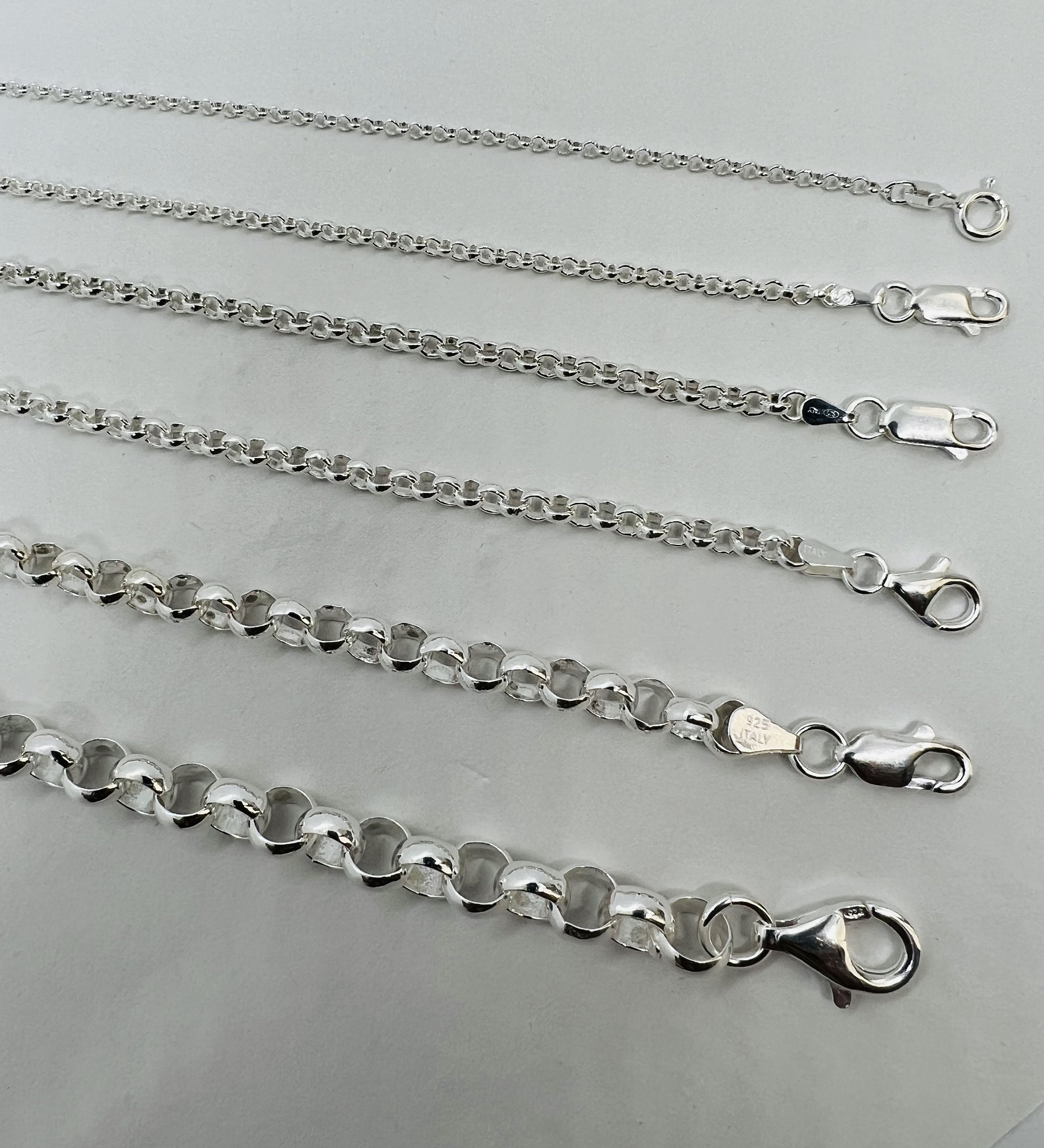 Rolo Link Chain Italy Real 925 Sterling Silver Rolo Chain Necklace – 12 ...