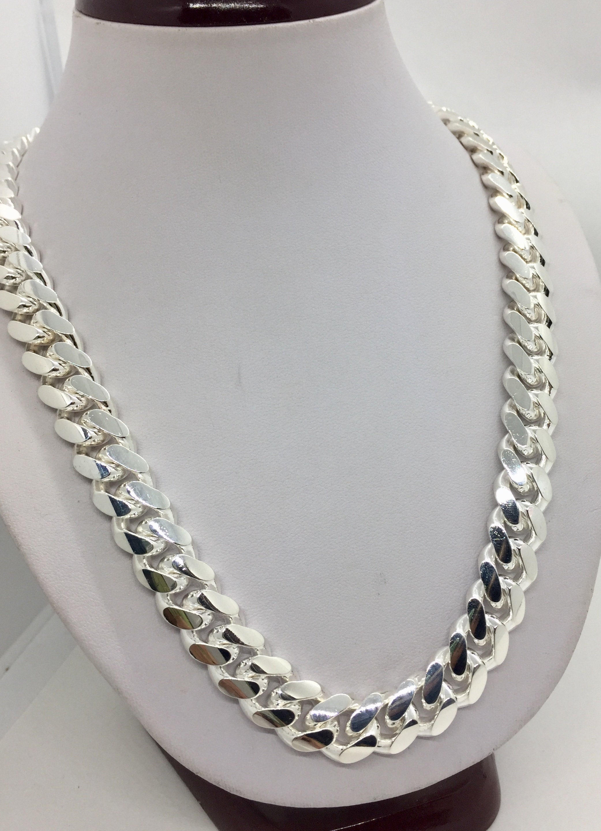 Handmade Miami Cuban Link Chain Necklace 12mm Solid 925 Handmade Miami Cuban Link Chain Necklace 12mm Solid 925