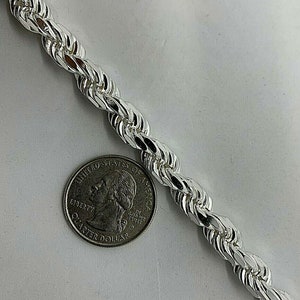 8mm Men's Solid 925 Sterling Silver Handmade Rope Bracelet 8" 9" 10" - Etsy