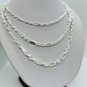 Figarope Chains 925 Sterling Silver Men's Women's Solid Figaro Rope ...