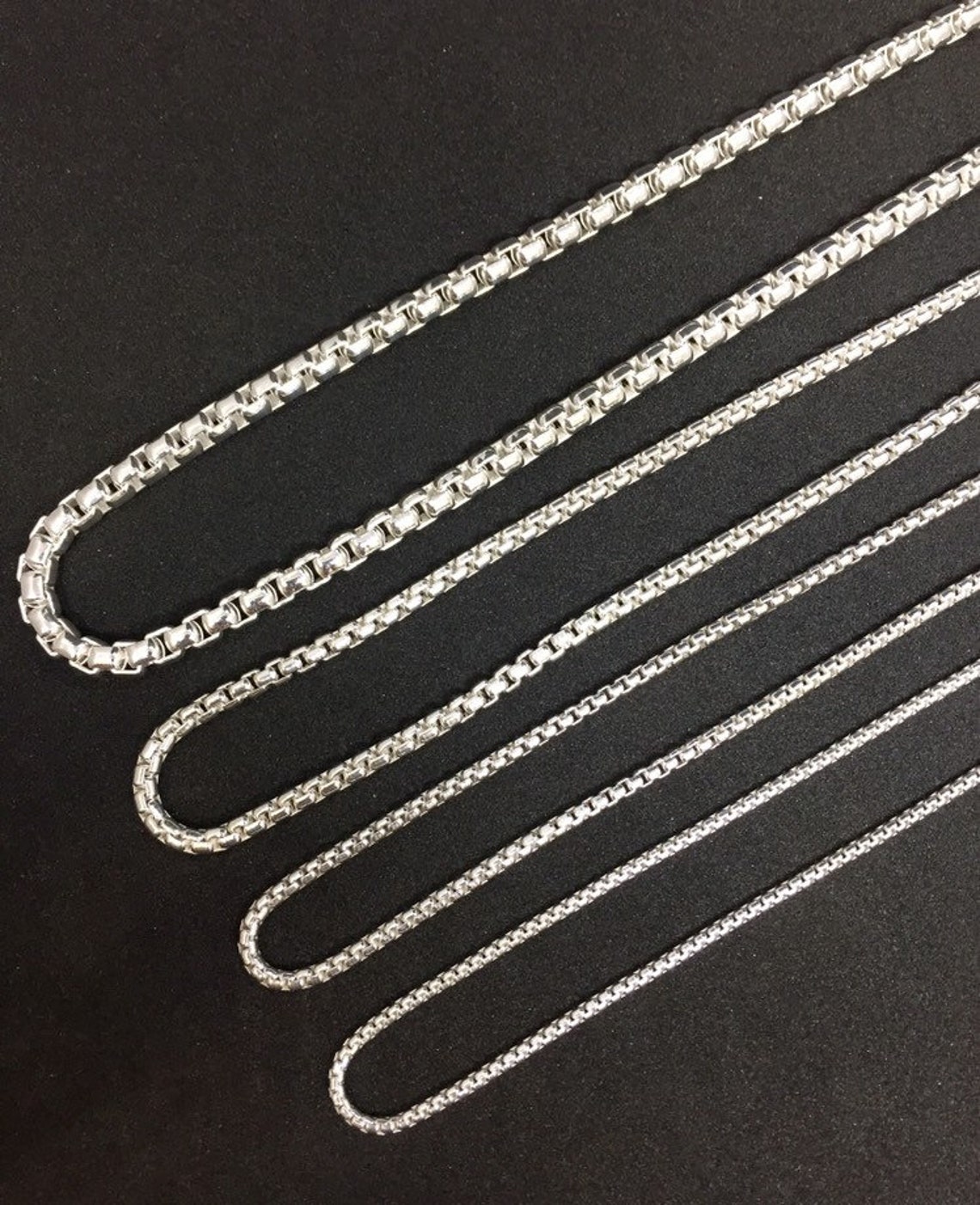 Round Box Chains 925 Sterling Silver Solid Chains 2mm-5mm - Etsy