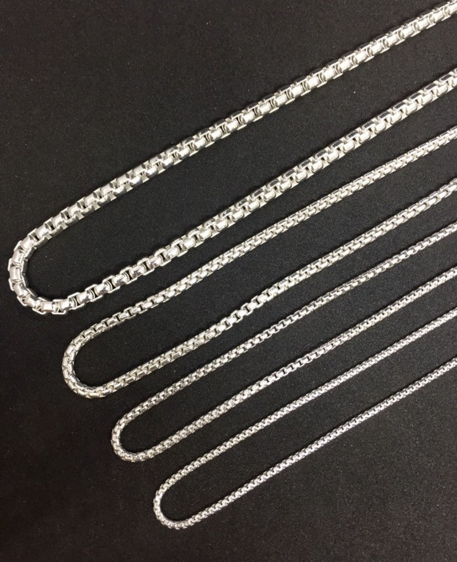 Round Box Chains 925 Sterling Silver Solid Chains 2mm-5mm - Etsy