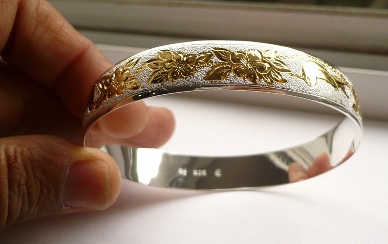 Solid Sterling Silver Women's Two Tone Hand Crafted 12mm - Etsy