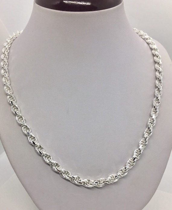 6mm 925 Sterling Silver Men's Women's Solid Rope Chain | Etsy
