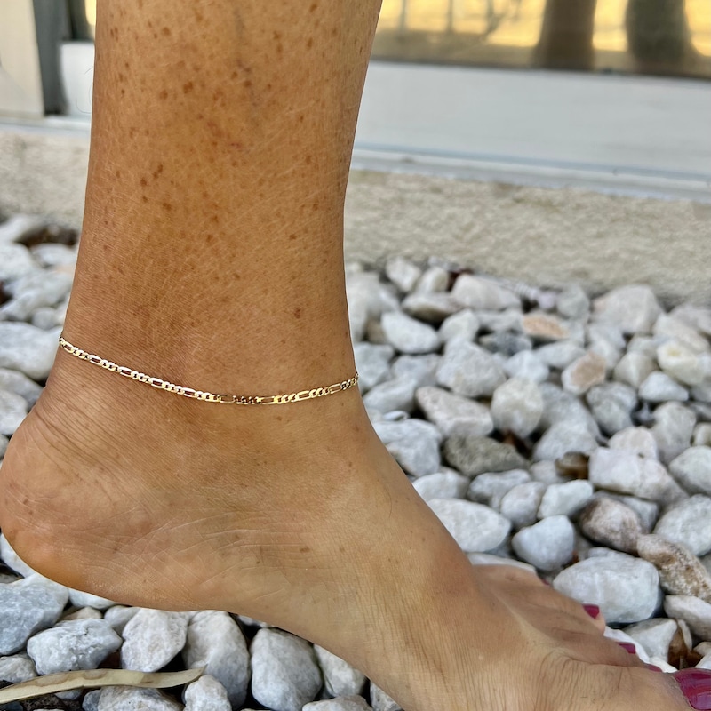 14k Gold Anklet - Etsy