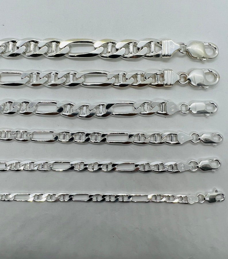 Sterling Silver Figaro Mariner Link Chain – Solid 925 Silver - Etsy