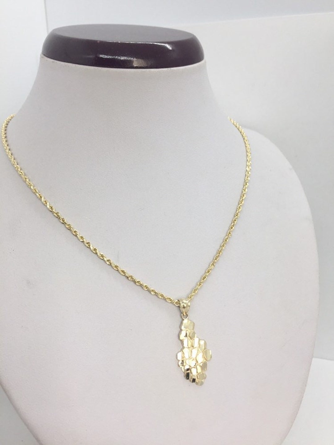 10k Solid Gold Nugget Pendant Women's Necklace With or Without Chain ...