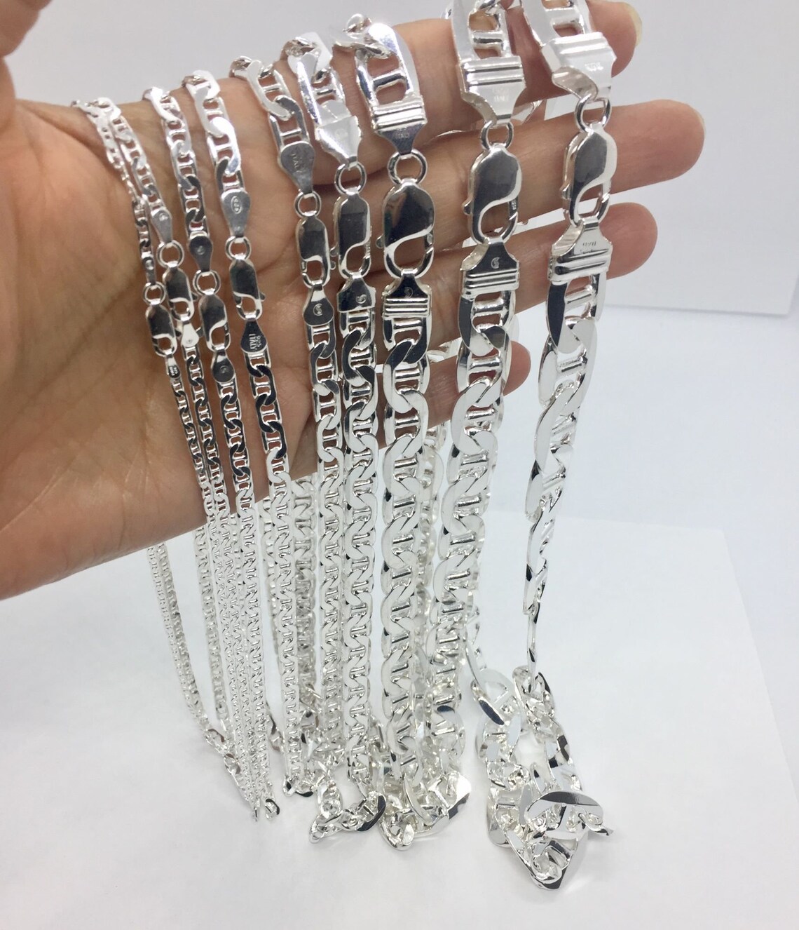 925 Sterling Silver Anchor Link Chains Mariner Link Necklaces - Etsy