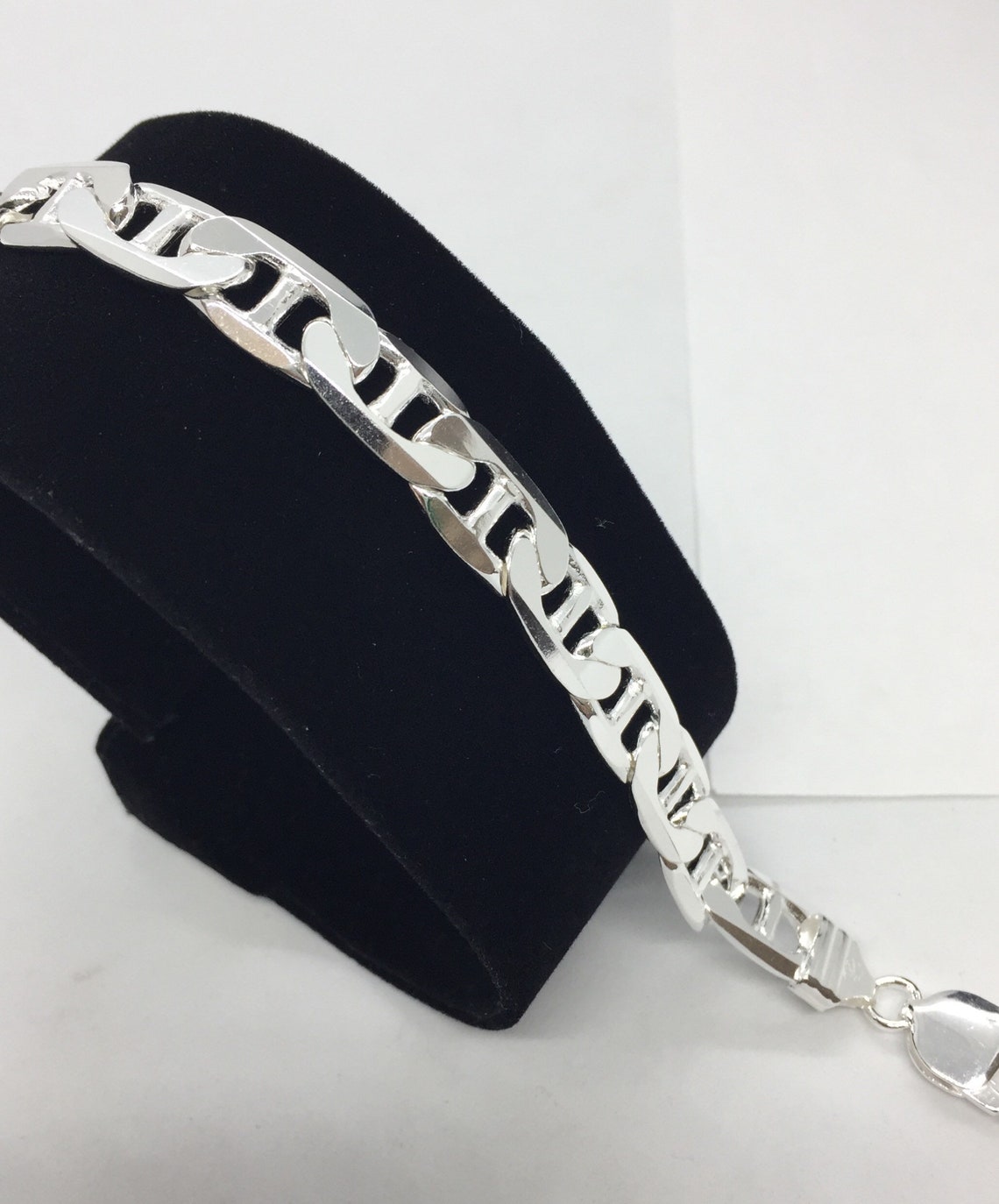 Men's Sterling Silver Bracelet Mariner Link Bracelet 10mm - Etsy