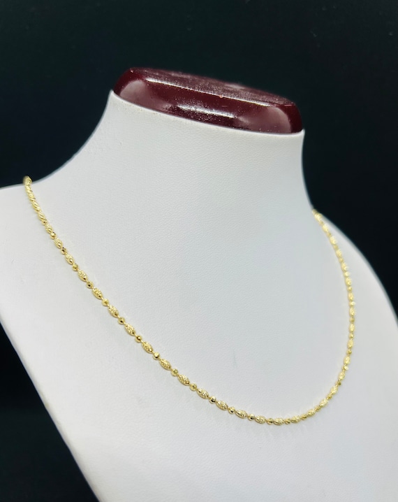 14k Solid Gold Women's Chain Diamond Cut Beaded Necklace - Etsy