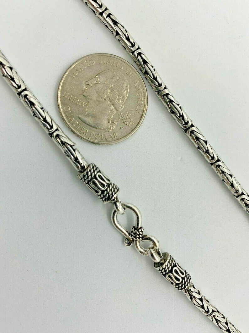 925 Sterling Silver Solid Byzantine Chain/necklace Oxidized - Etsy