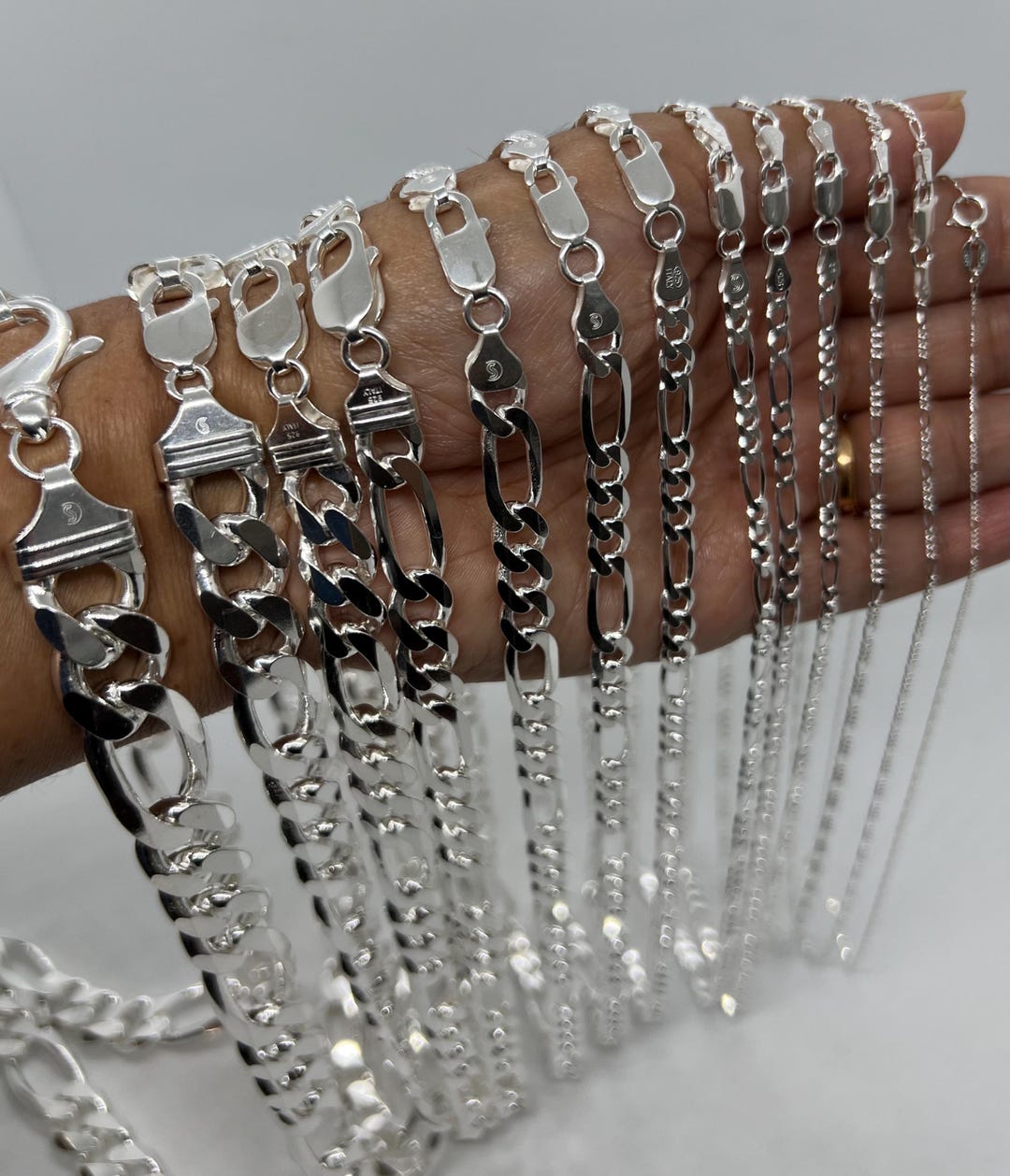 925 Sterling Silver Figaro Link Chains Necklace for Men Women – Custom ...