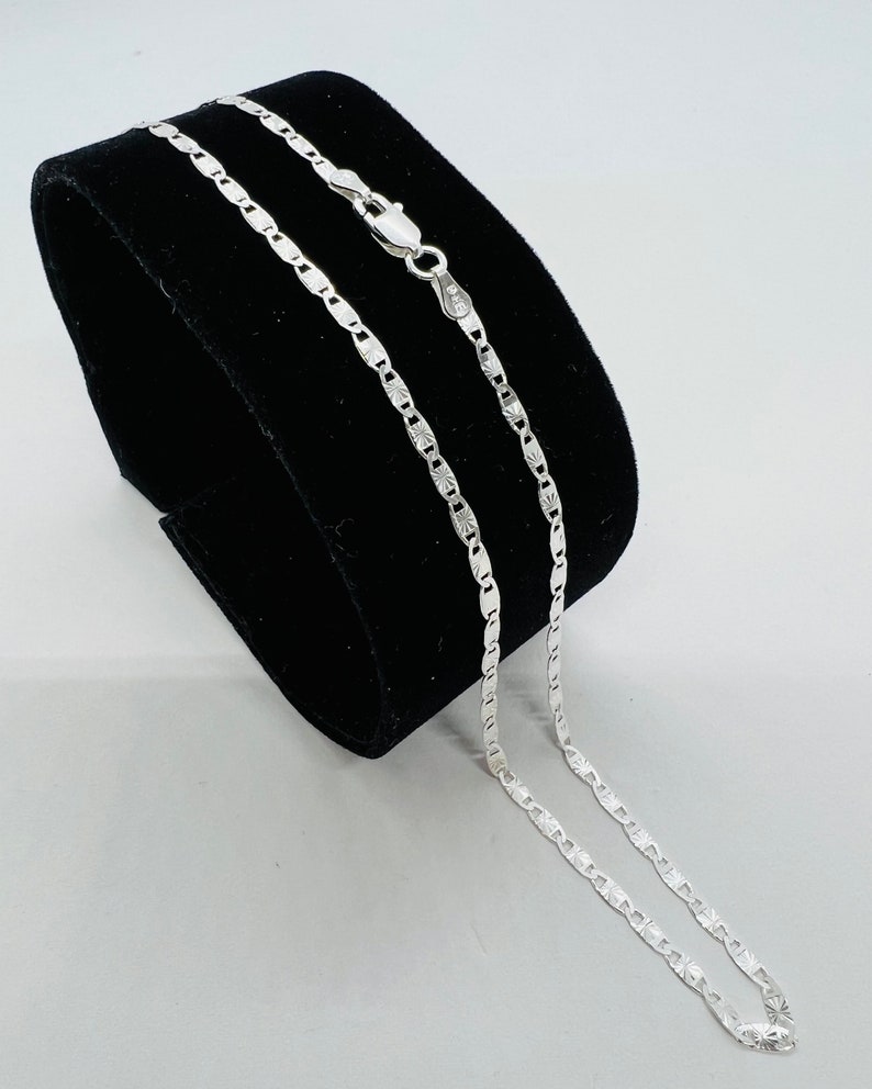 925 Sterling Silver Chain Valentino Diamond Cut Women's - Etsy