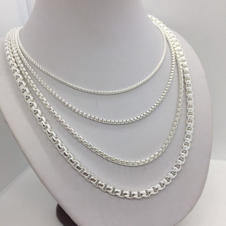 Round Box Chains 925 Sterling Silver Solid Chains 2mm-5mm - Etsy