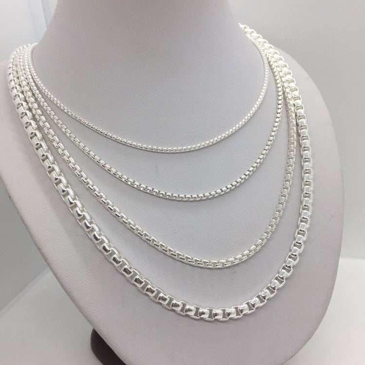 Round Box Chains 925 Sterling Silver Solid Chains 2mm-5mm - Etsy