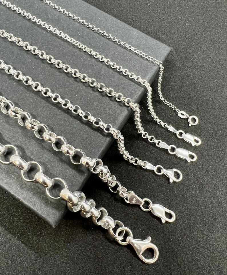 Sterling Silver Rolo Link Chain Necklace – 2mm-8mm, Custom Lengths - Etsy