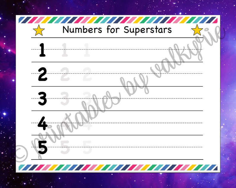 Handwriting Practice Numbers for Superstars DIGITAL - Etsy