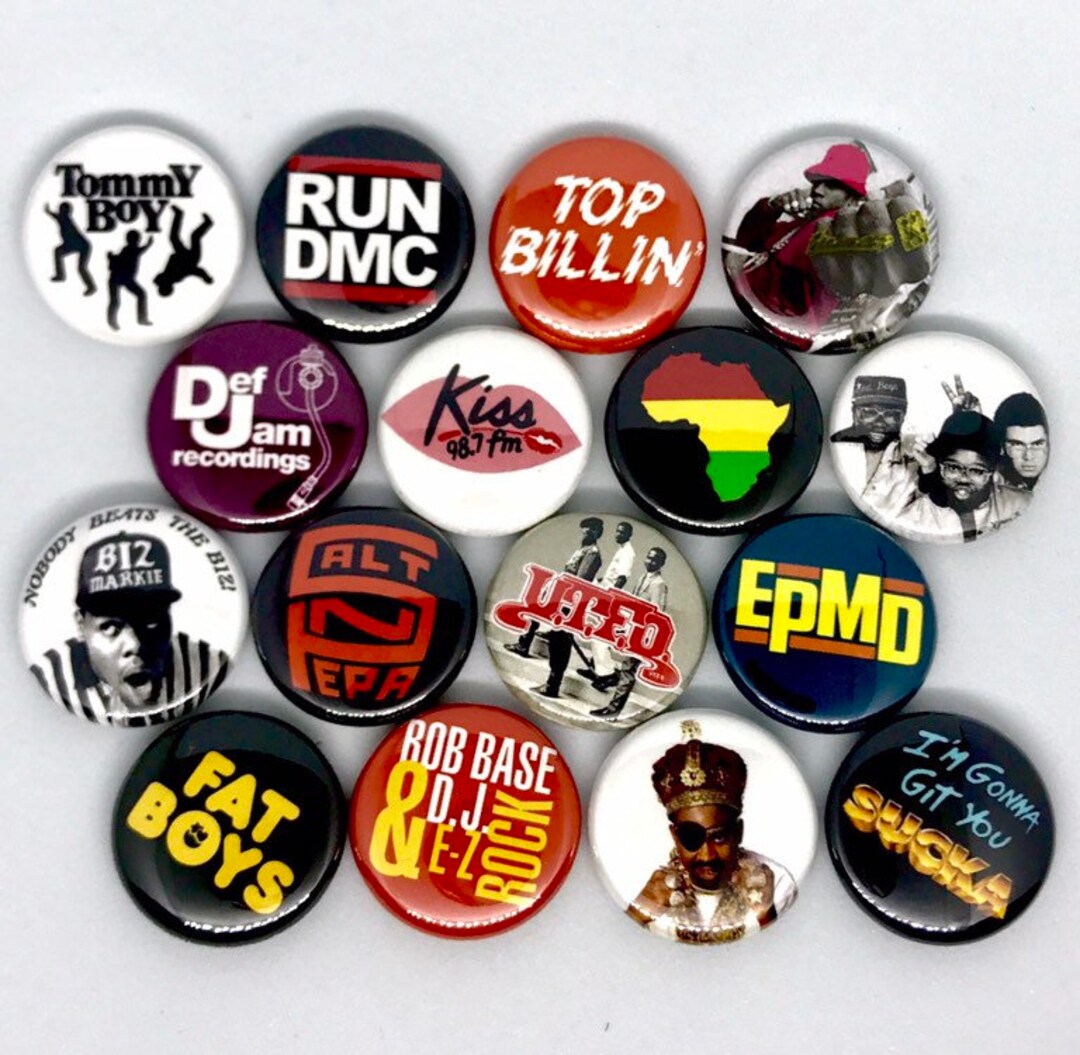 16 Old School Hip Hop 1" Buttons or Magnets - FREE Shipping! - Run-dmc ...