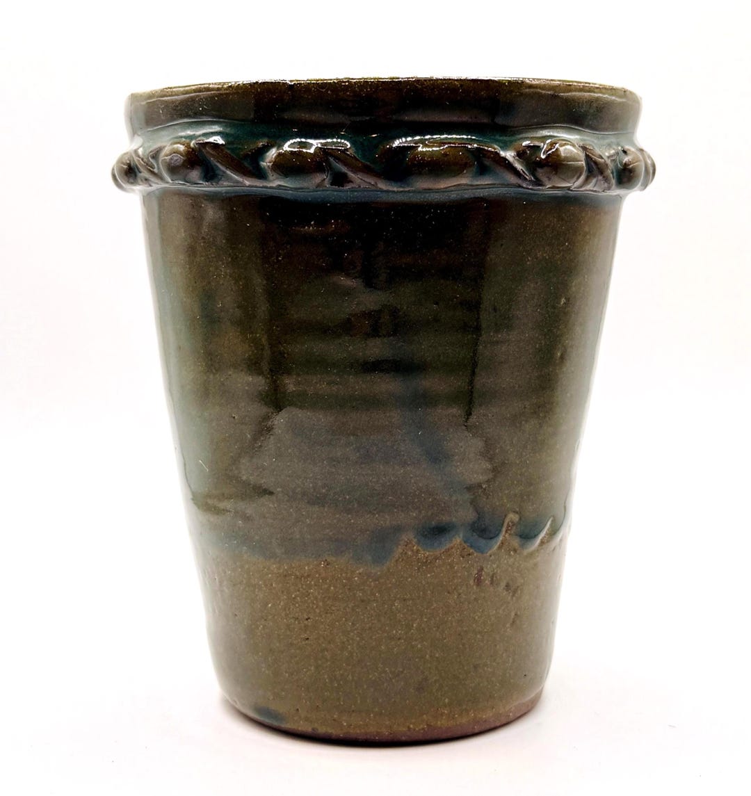Dark Green Stoneware Planter • Hazelnut Clay Pot • Handmade Plant Pot ...