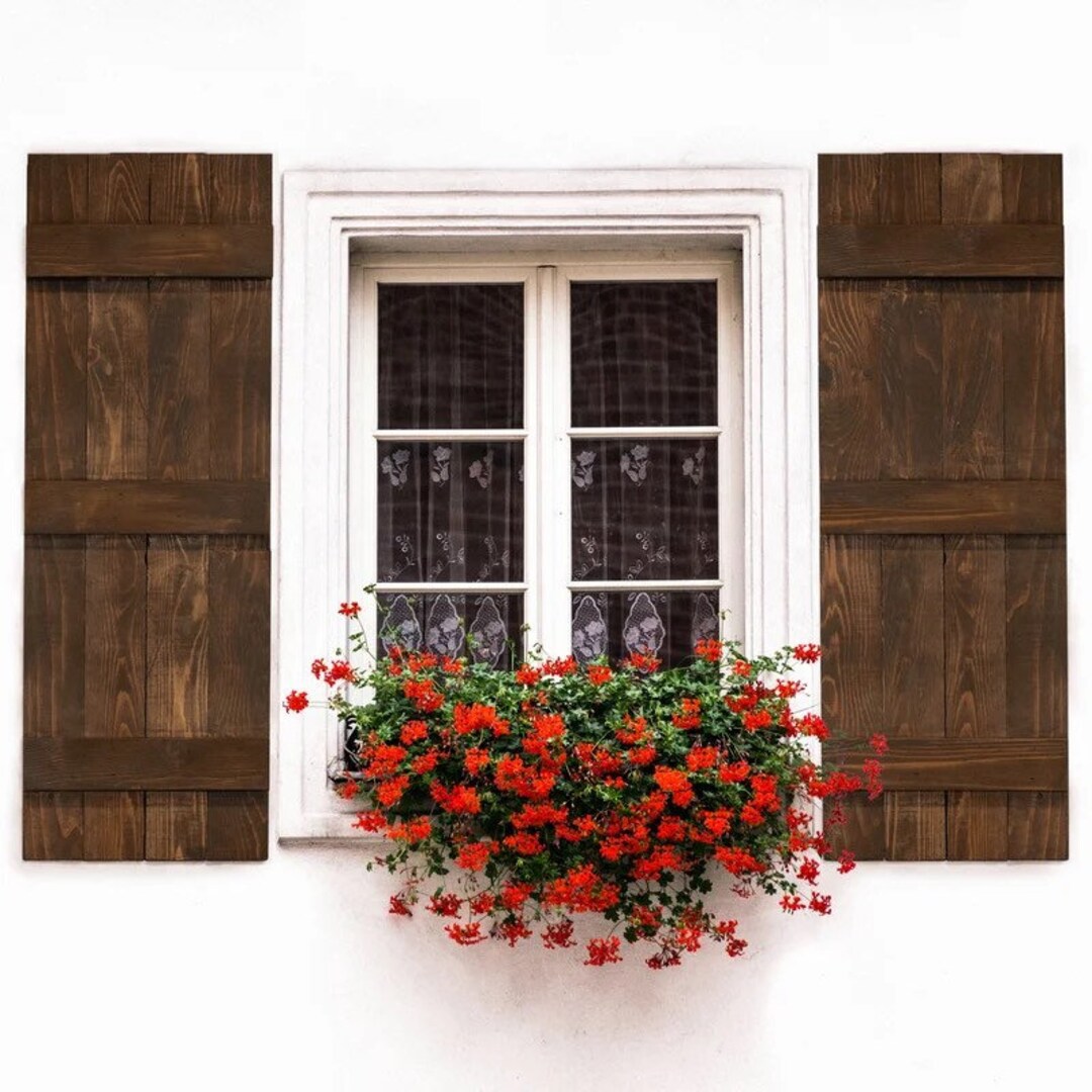 Traditional Wood Shutters Board and Batten Shutters Set of 2 Rustic ...