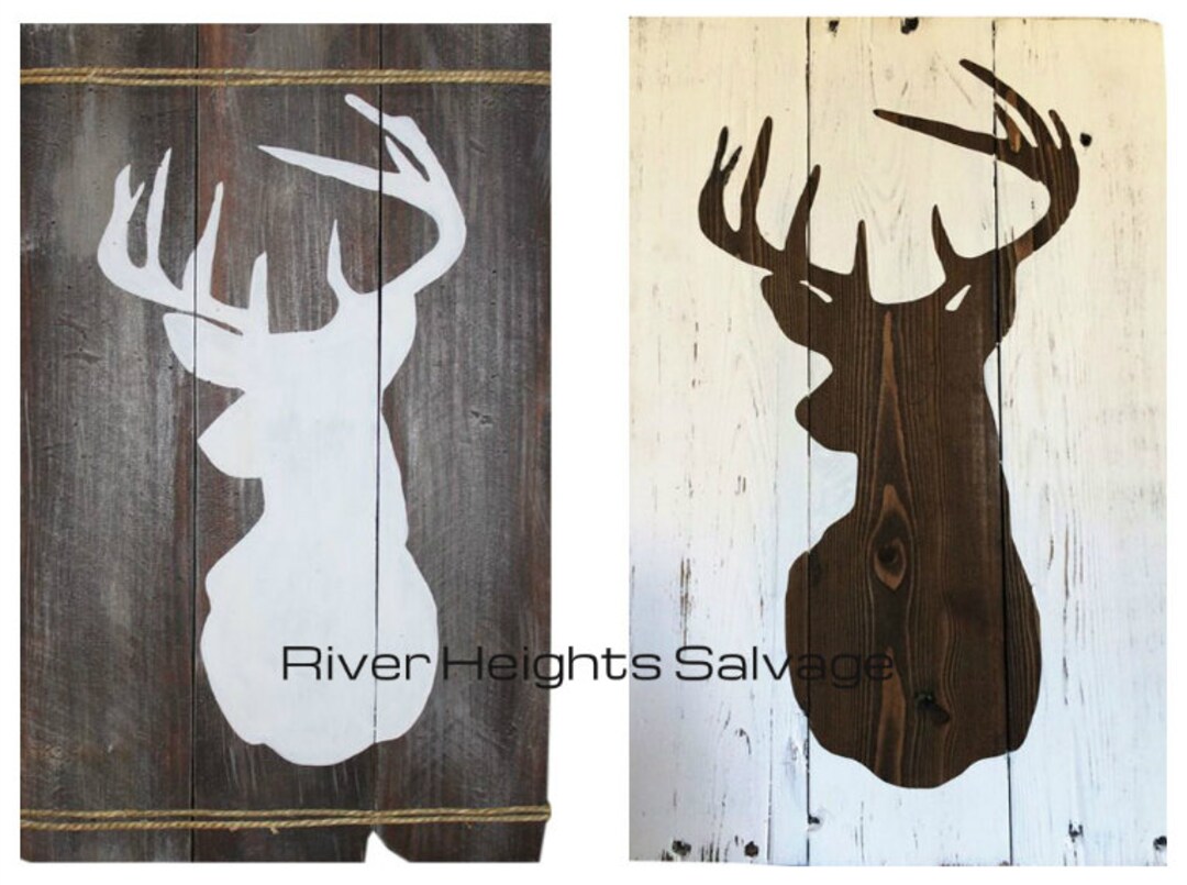 Wood Deer Head Sign Buck Silhouette Pallet Wood Sign Buck Wood Sign ...
