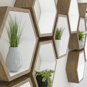 Honeycomb Hexagonal Shelves Set of 3 Hexagon Shelving Unit Hexagon ...