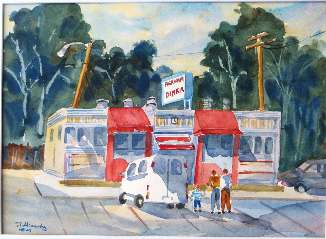 Watercolor Landscape, Original Art, Rowley Diner, Plein Air Painting ...